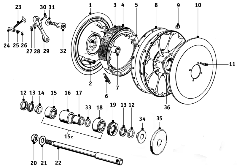 Wheel hubs & front brake R26 - R27 - Salis Parts Salis Parts